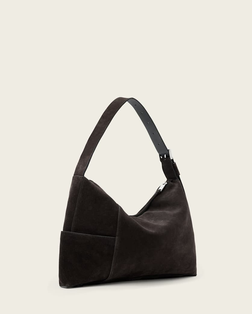 Alba Suede Shoulder Bag Bitter Brown | ALLSAINTS US